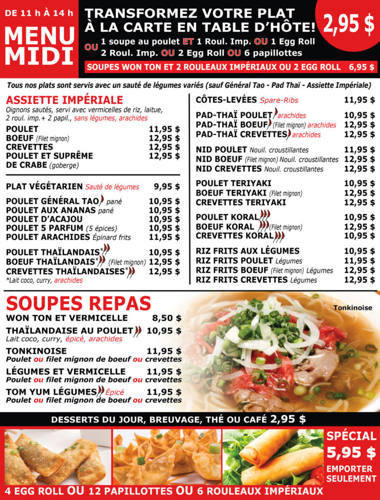 Restaurant Saveur Thai | Menu