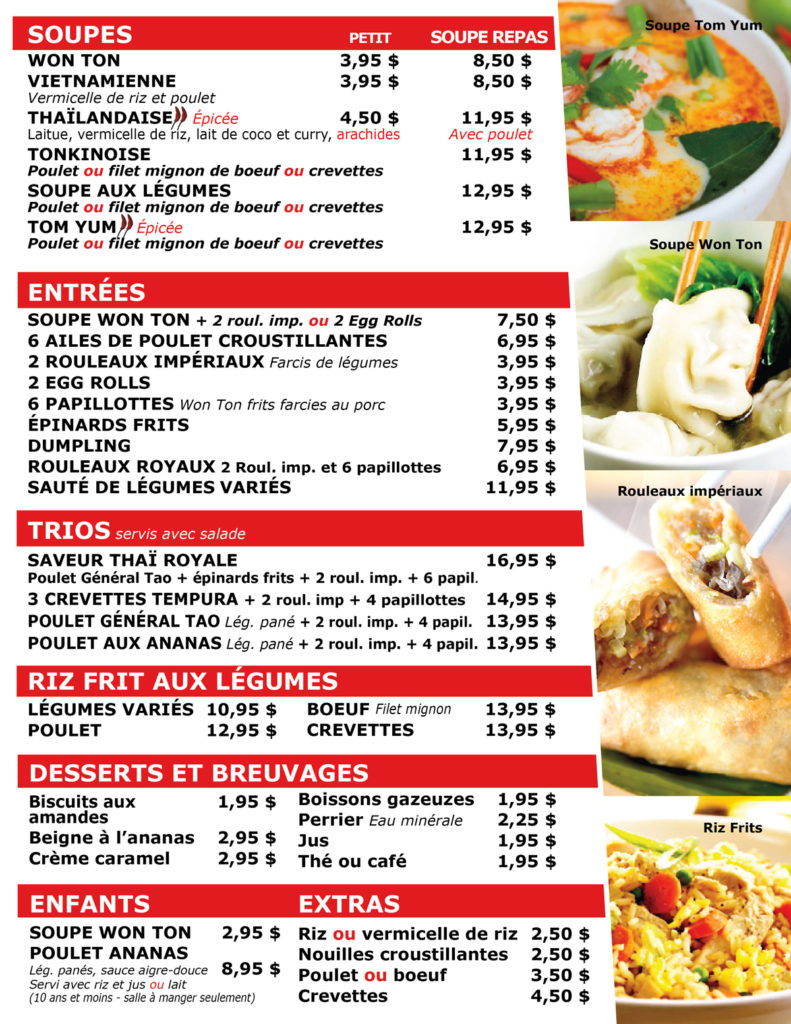 Restaurant Saveur Thai | Menu
