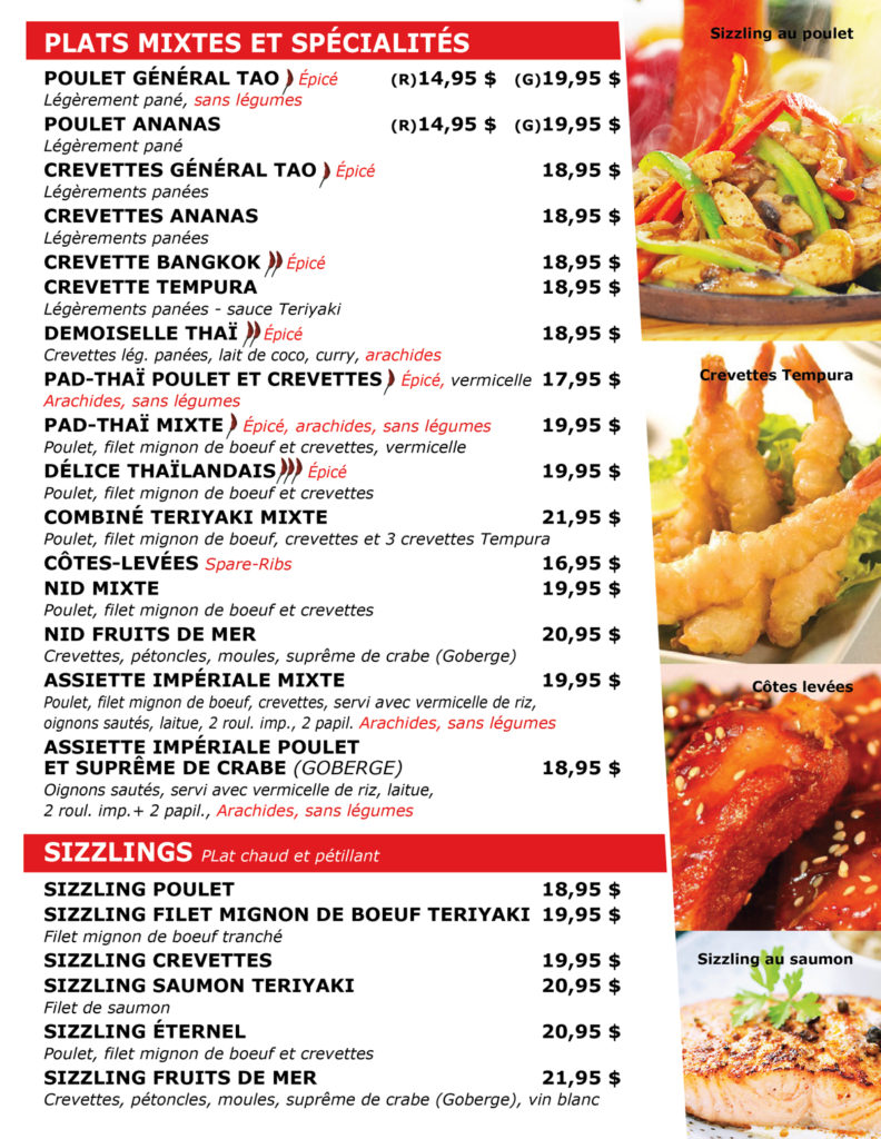 Restaurant Saveur Thai | Menu