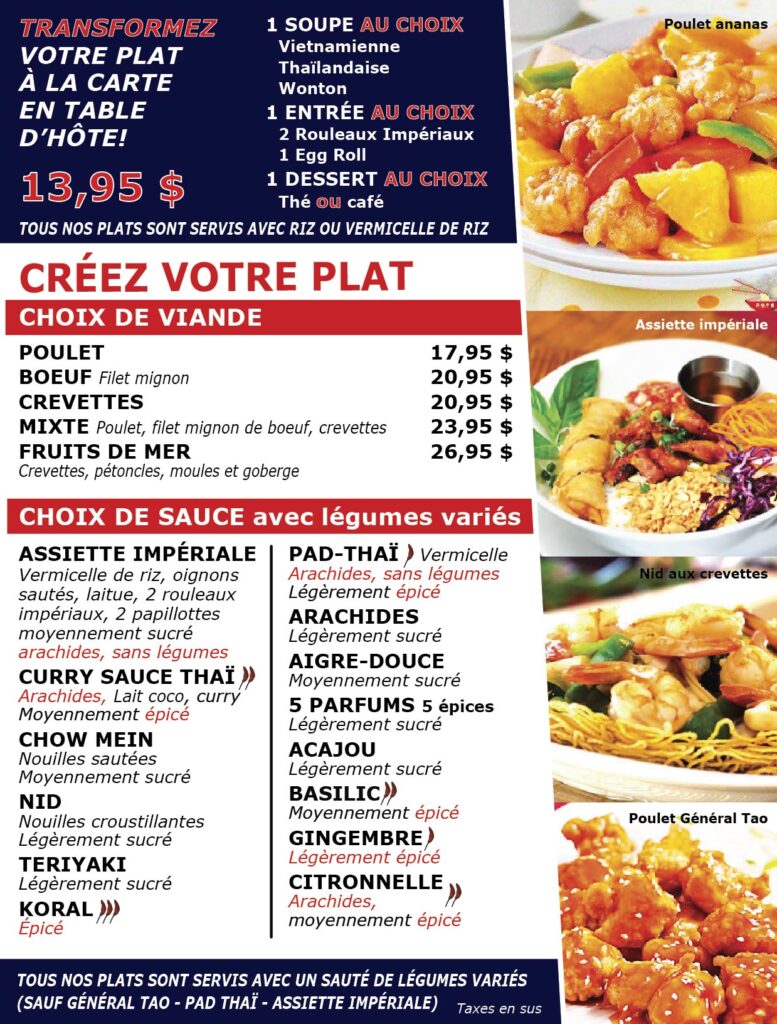 Menu – Restaurant Saveur Thai